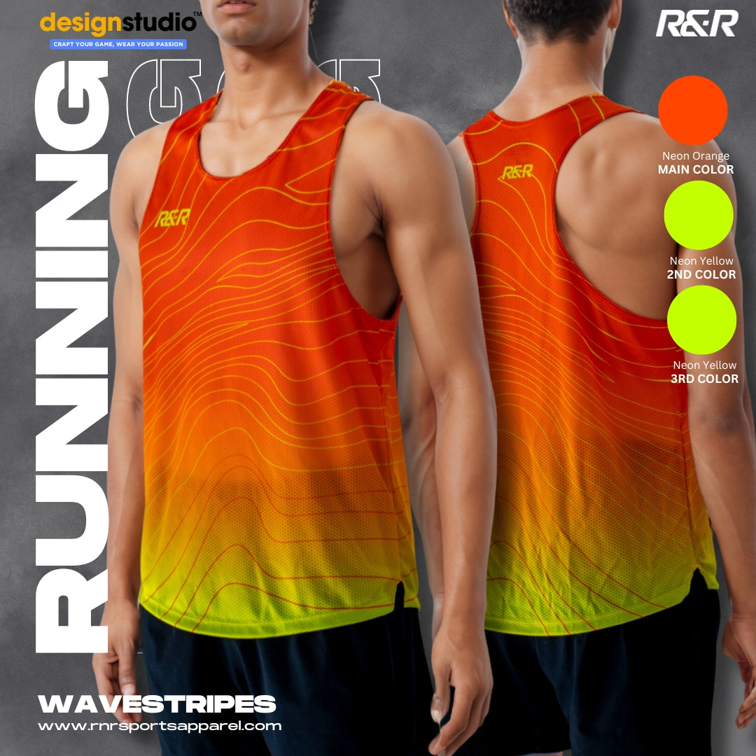 Wavestripes Neon Running Singlet